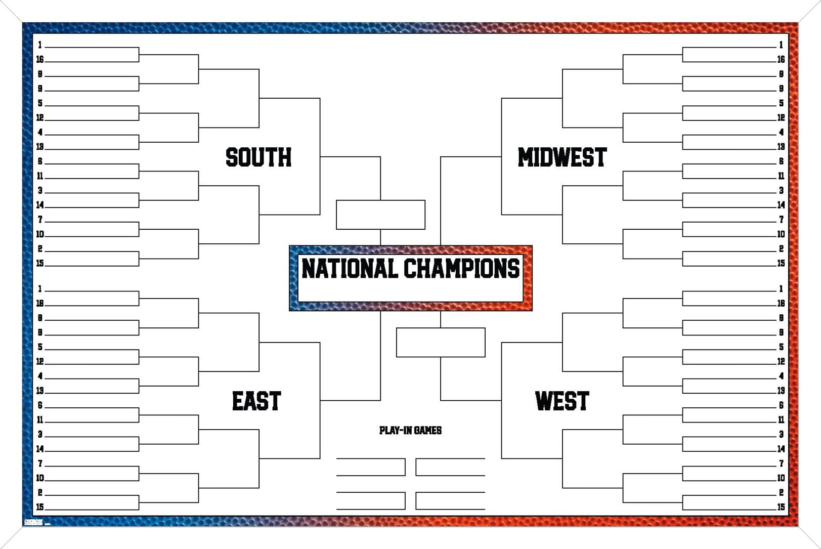 Collegiate - 68 Team Bracket Wall Poster, 14.725" x 22.375" Framed ...
