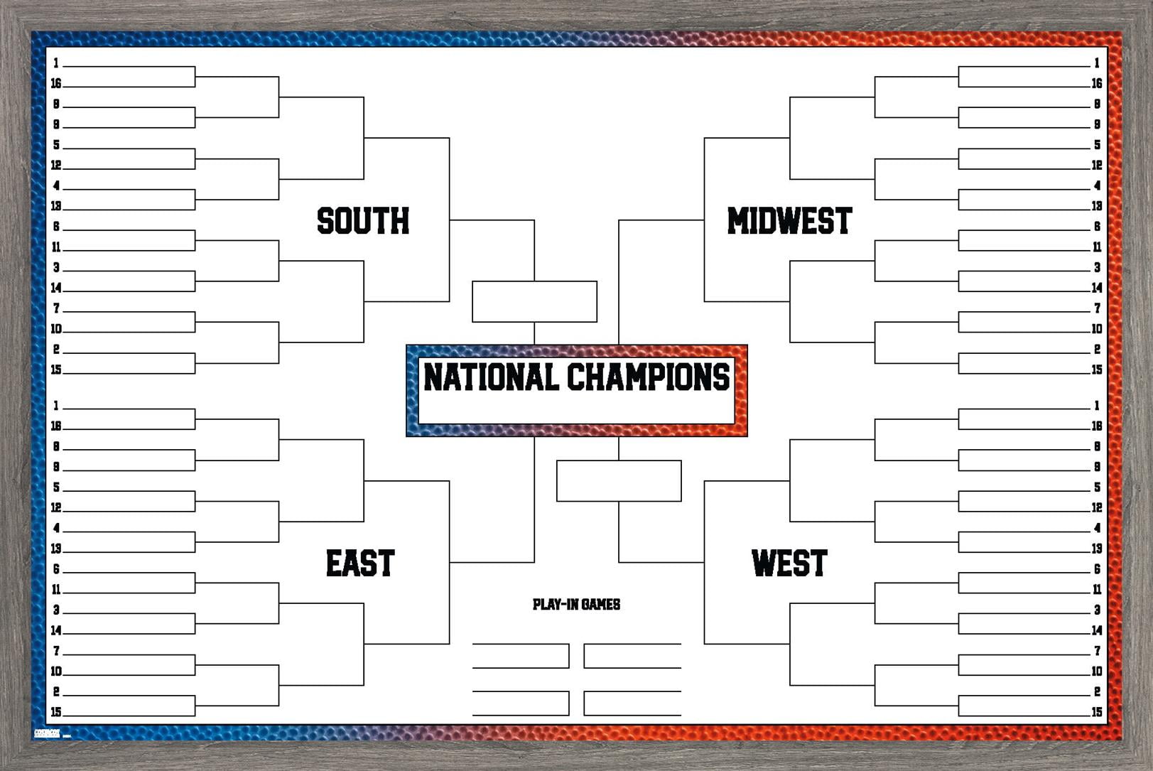 Collegiate - 68 Team Bracket Wall Poster, 22.375" x 34" Framed ...