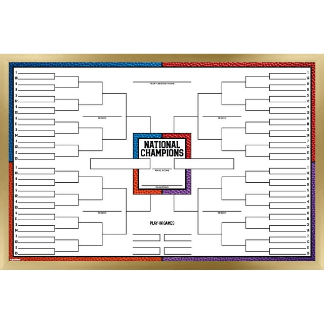 Collegiate - 68 Team Bracket Wall Poster, 22.375" x 34" Framed ...