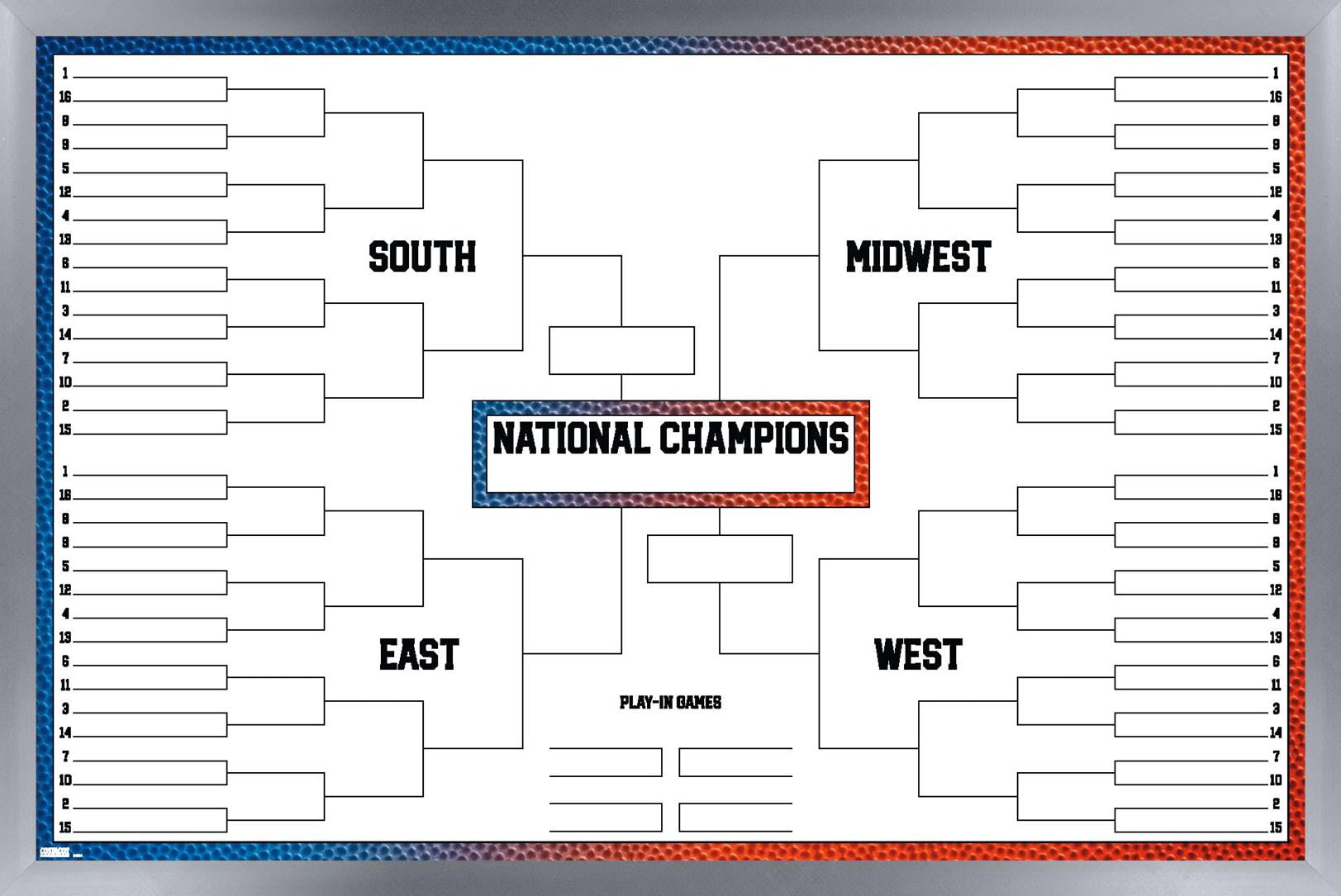 Collegiate - 68 Team Bracket Wall Poster, 22.375" x 34" Framed ...