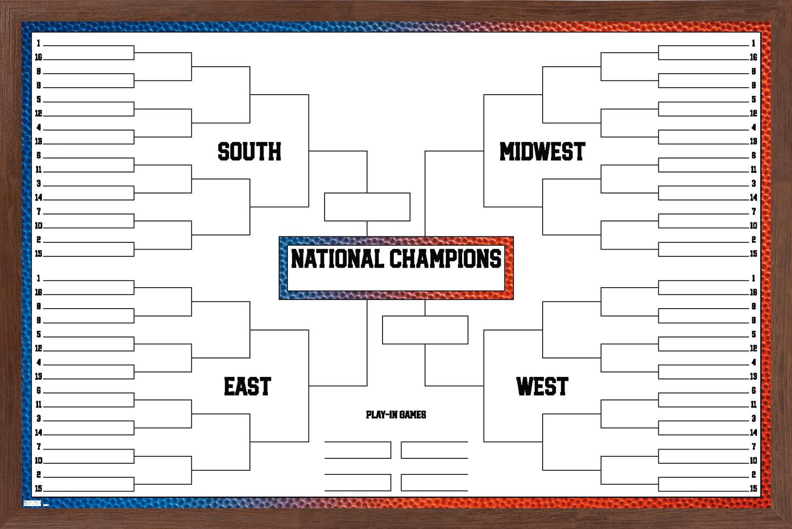 Collegiate - 68 Team Bracket Wall Poster, 22.375" x 34" Framed ...