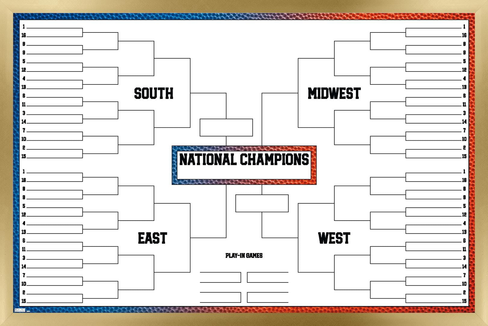 Collegiate - 68 Team Bracket Wall Poster, 22.375" x 34" Framed ...