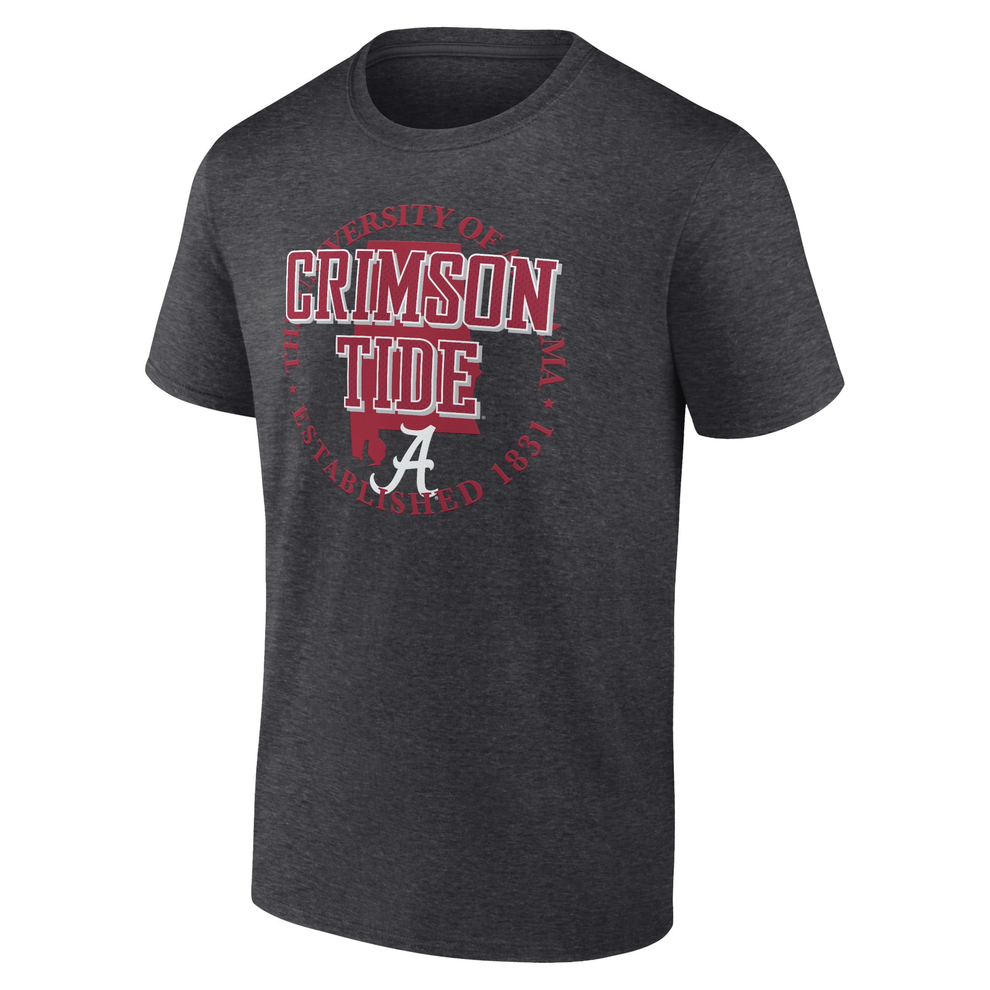 Collegiate BAMA Men's Grey Color Short Sleeve Cotton Crew Tee Stacked ...