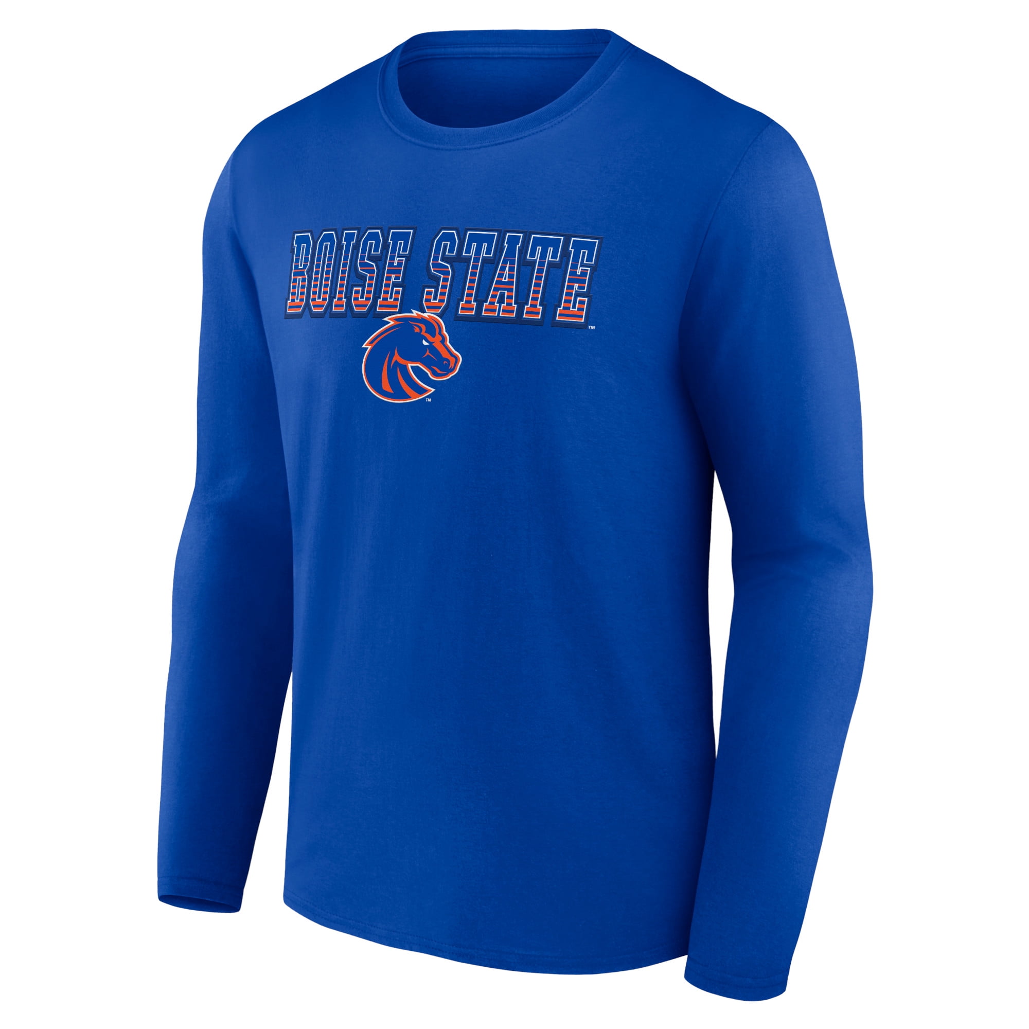 Collegiate BOISE ST Mens Primry ColorLong Sleeve Cotton Crew Tee Linear ...
