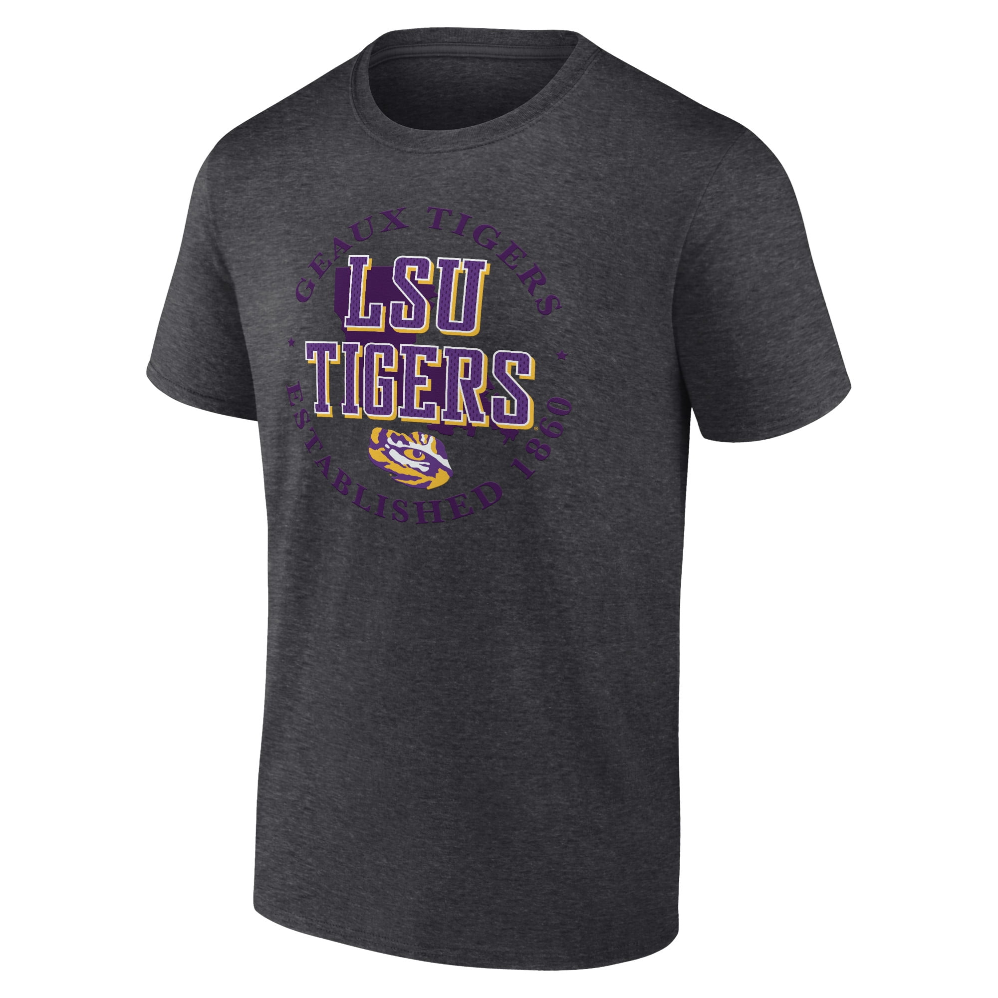 Collegiate LSU Men's Grey Color Short Sleeve Cotton Crew Tee Stacked ...