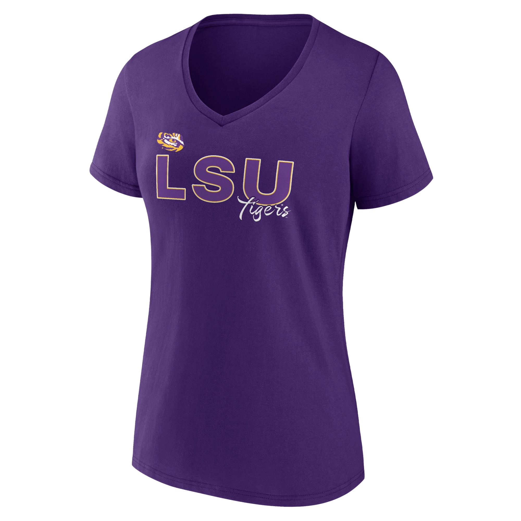 Collegiate LSU Womens Primry ColorShort Sleeve Cotton Vee Tee Bold ...