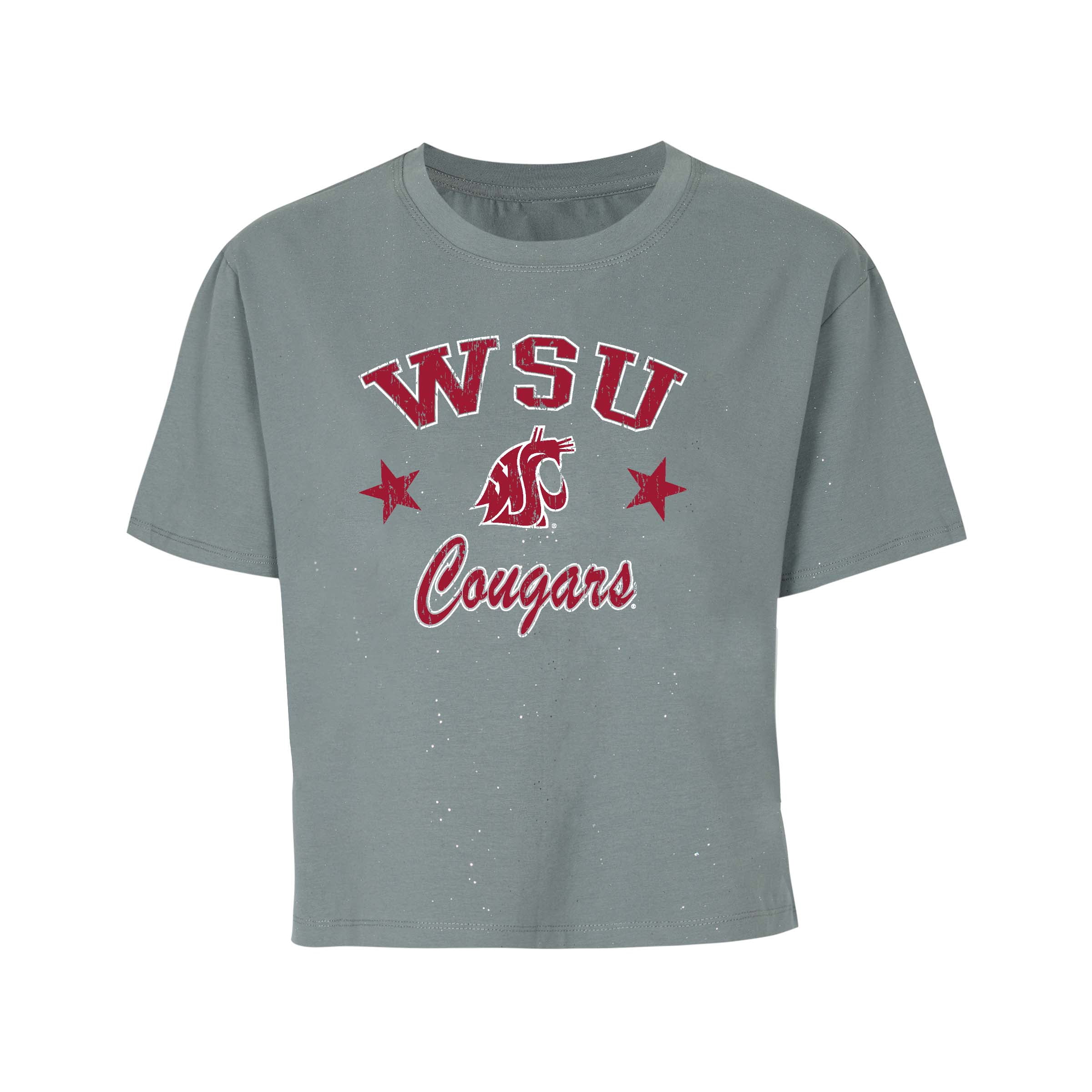 Collegiate WASH ST Womens Grey ColorShort Sleeve Cotton Crew Crop ...