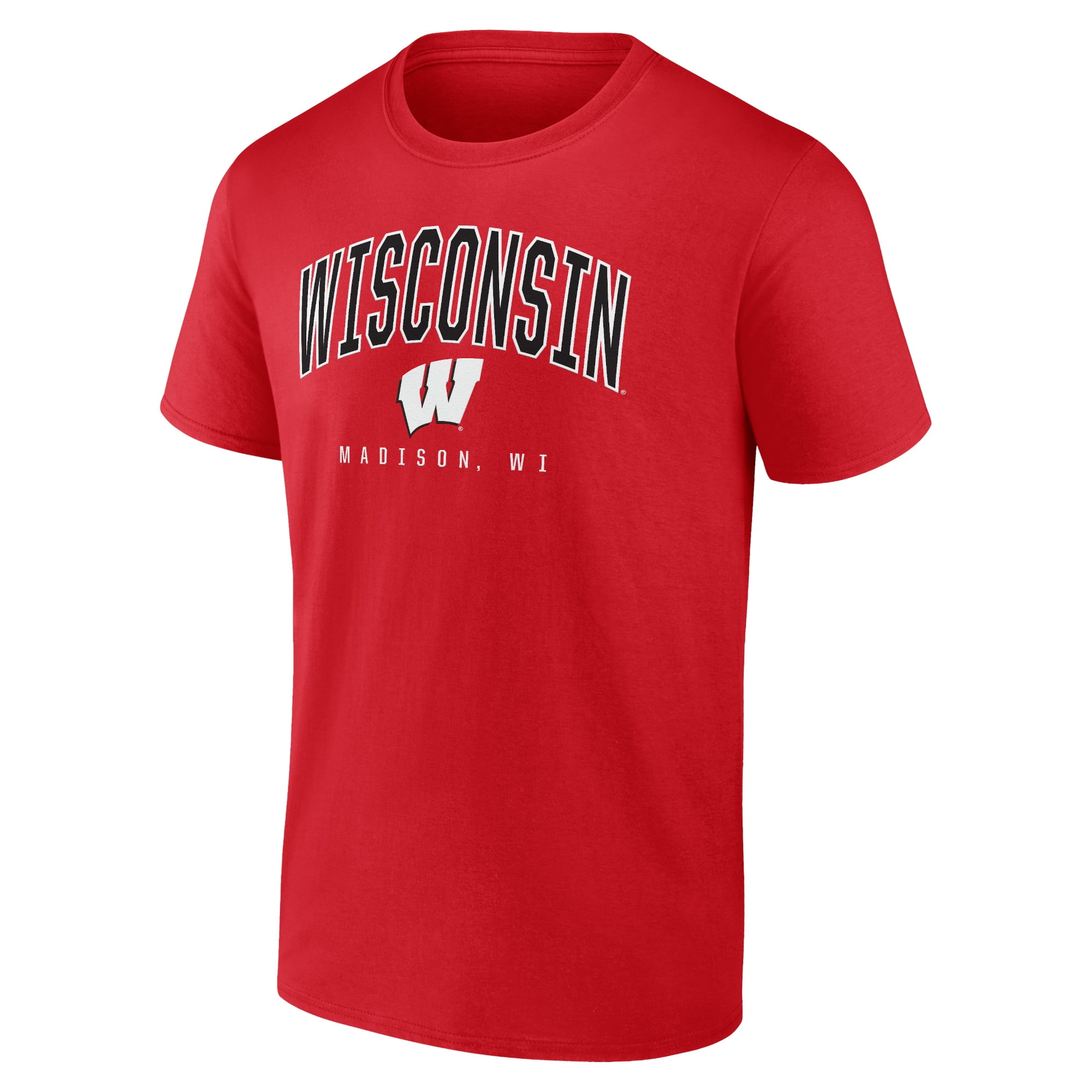 Collegiate WISCONSIN Men's Primary Color Short Sleeve Cotton Crew Tee ...
