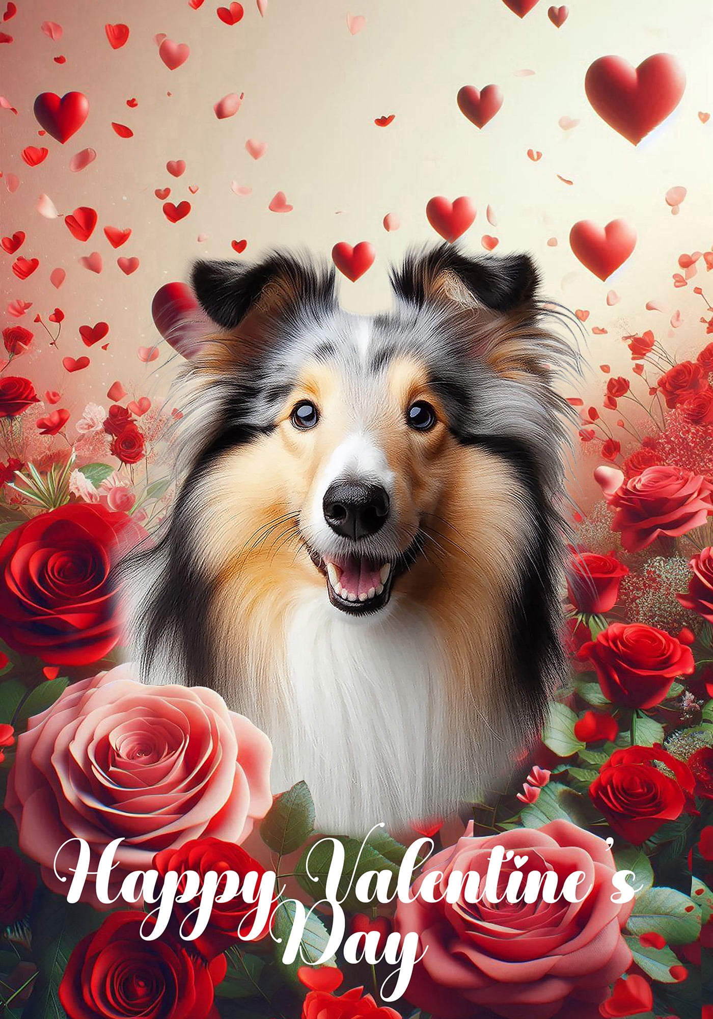 Collie Blue Merle - Best of Breed Valentines Day Outdoor Garden Flag 12 ...