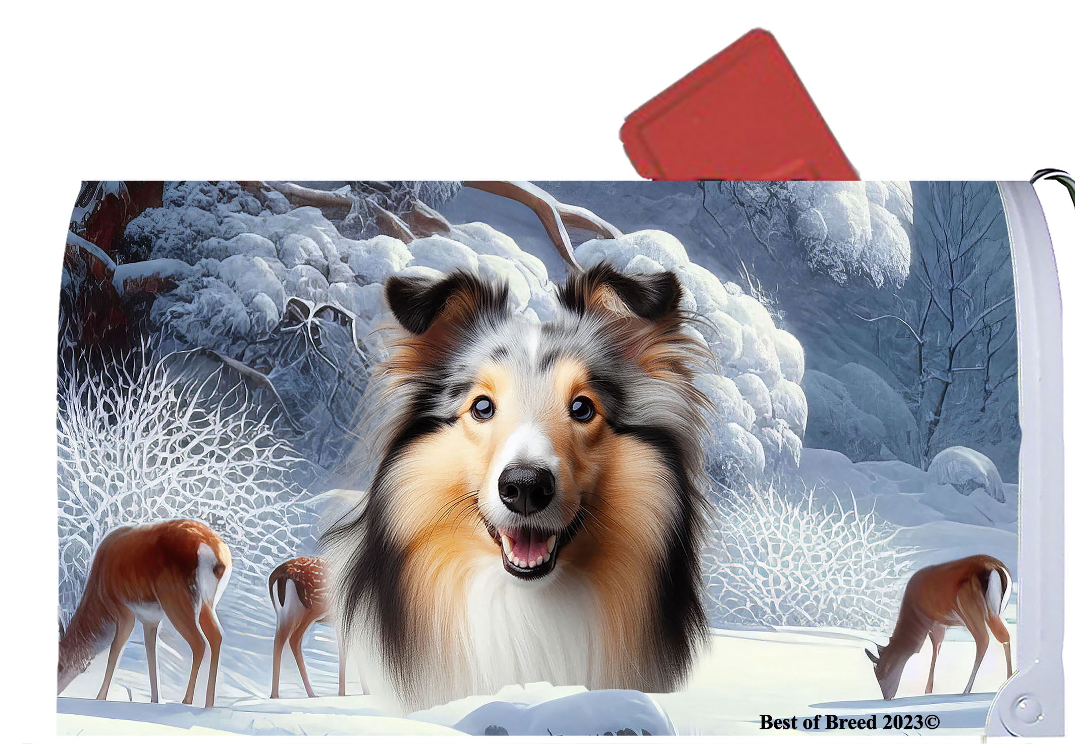 Collie Blue Merle - Best of Breed Winter Wonderland Dog Breed Mail Box ...