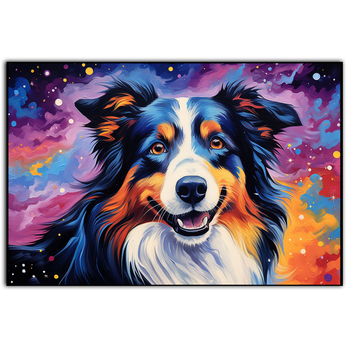 Collie Canvas Unframed Colofull Inspired bedroom decor - Dog Pet Family ...