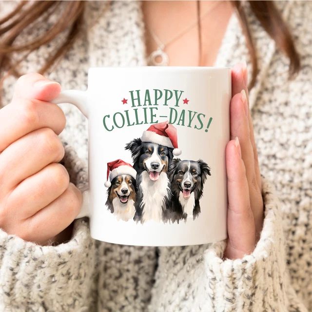 Collie Coffee Mug Happy Collie Days Dog Lover Cup Santa Hat - Walmart.com