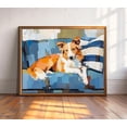 Collie Dog Orange White Blue Couch Brush Stroke Unframed Paper Print ...
