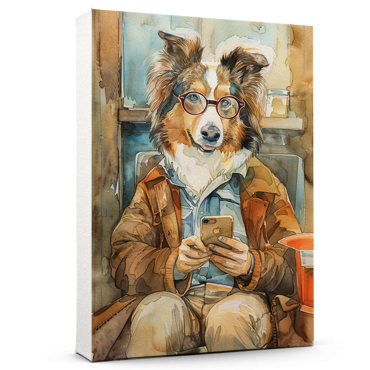Collie Dog Siting On Toilet Poster Unframe, Collie Dog Canvas Frame ...