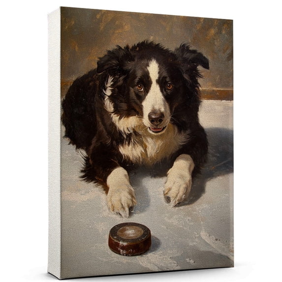 Collie Dog Stretched Canvas Size 8x12 Ice Hockey Canvas – Funny Collie ...