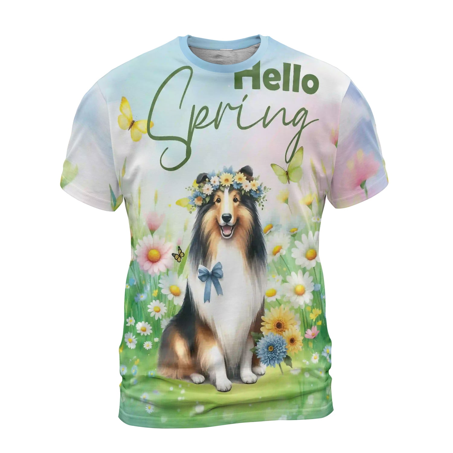 Collie Hello Spring Time Flower Floral Nature All Over Print 3D Shirt ...
