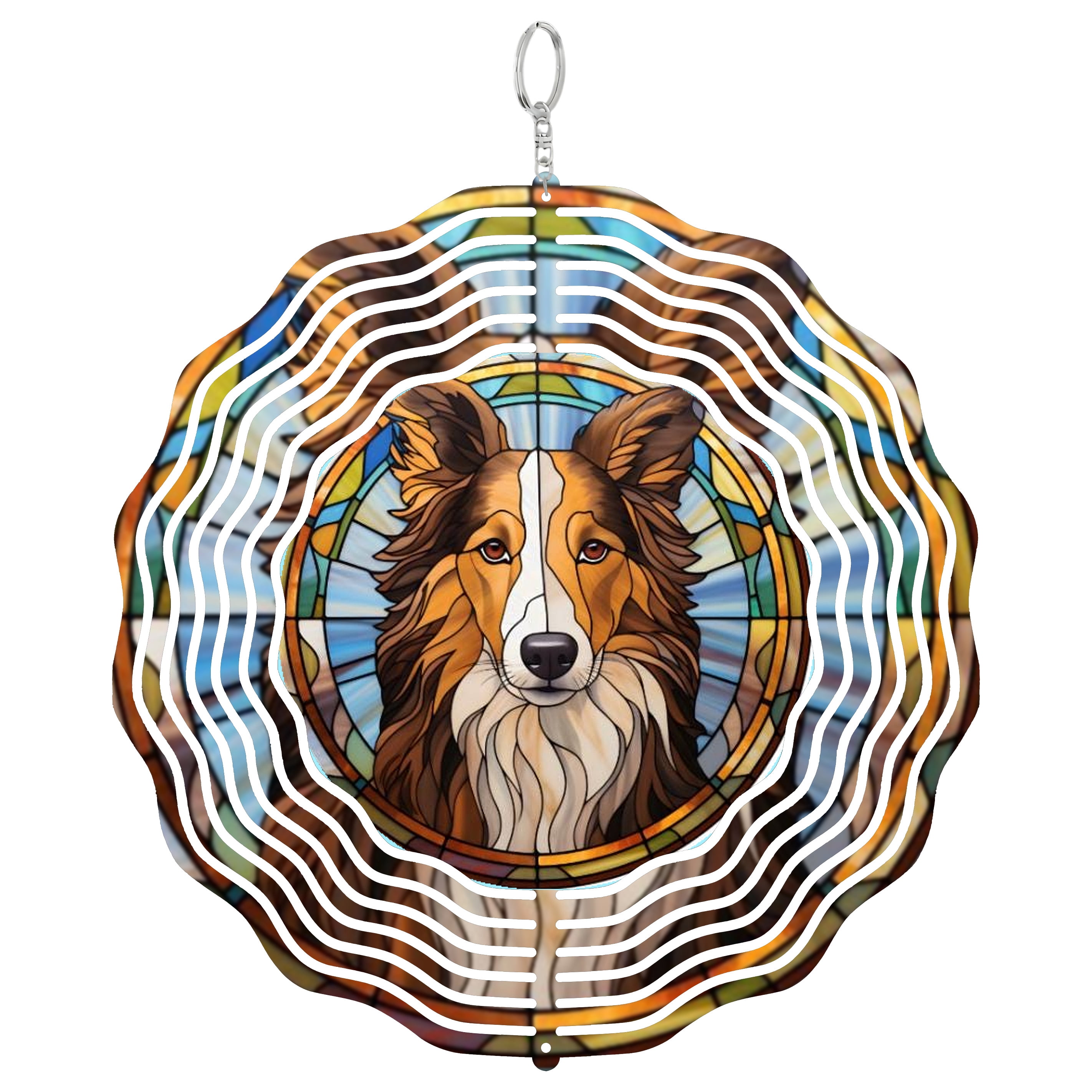 Collie Multi Color Portrait 3D Wind Spinner Kinetic Metal Hanging ...