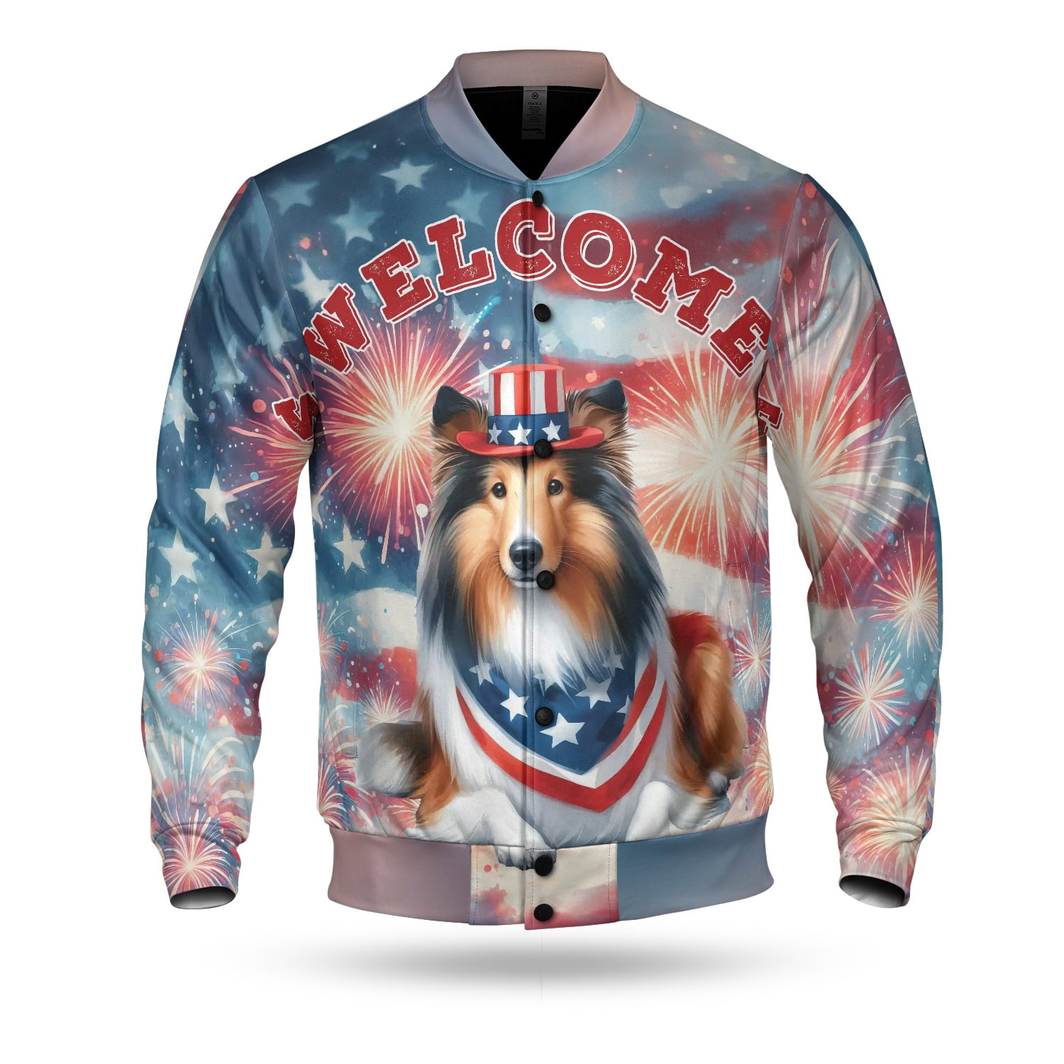 Collie Patriotic Welcome for 4Th of July Independence Day All Over ...