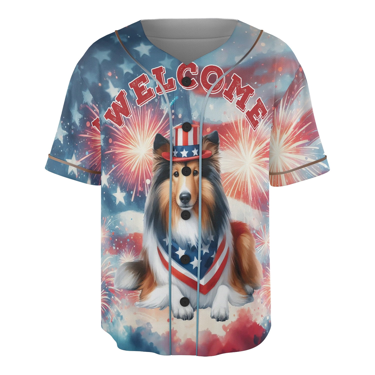 Collie Patriotic Welcome for 4Th of July Independence Day All Over ...