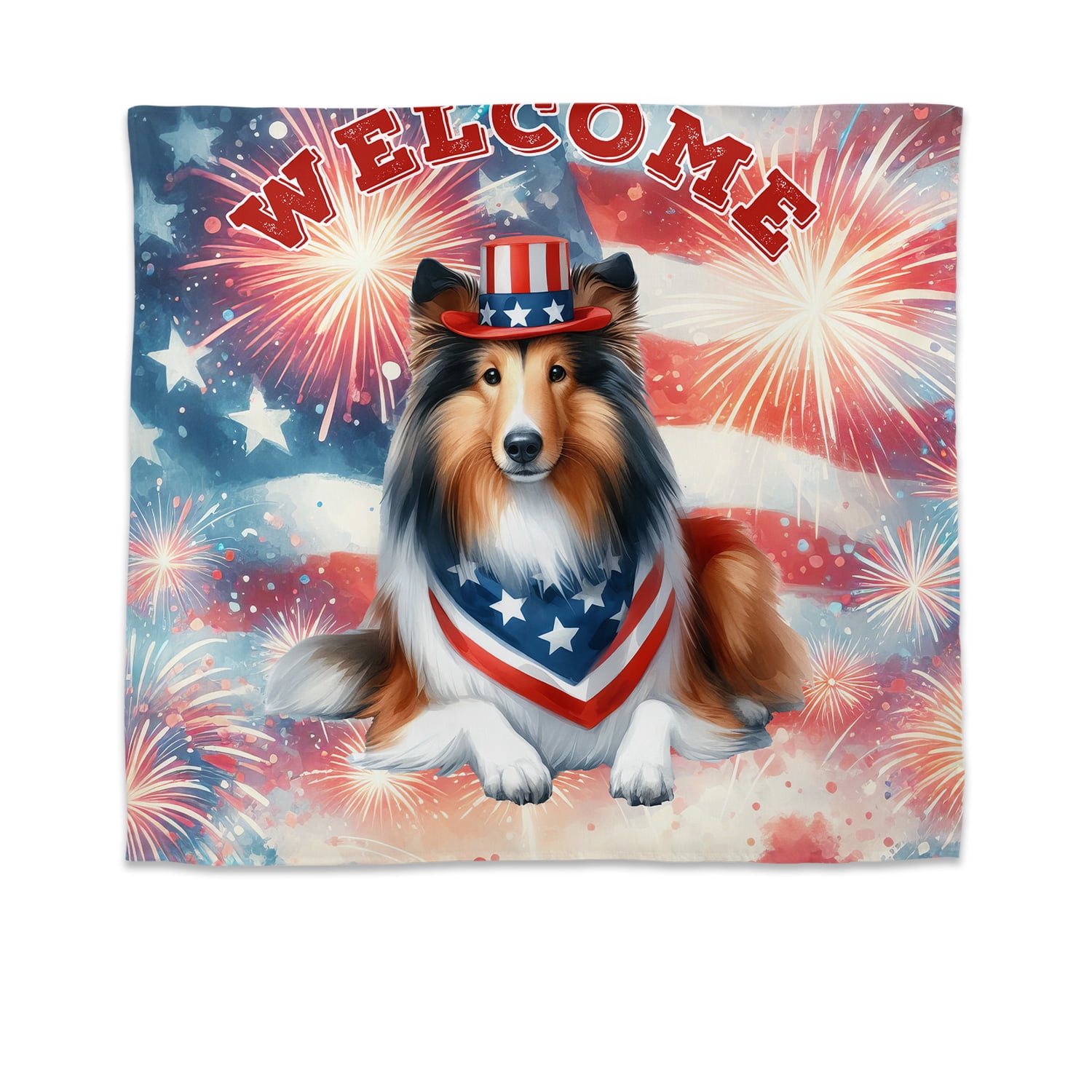 Collie Patriotic Welcome for 4Th of July Independence Day Tapestry ...