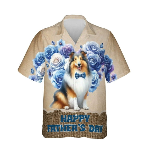 Collie Proud Dad Happy Father's Day Hawaiian Shirt Breathable Summer ...