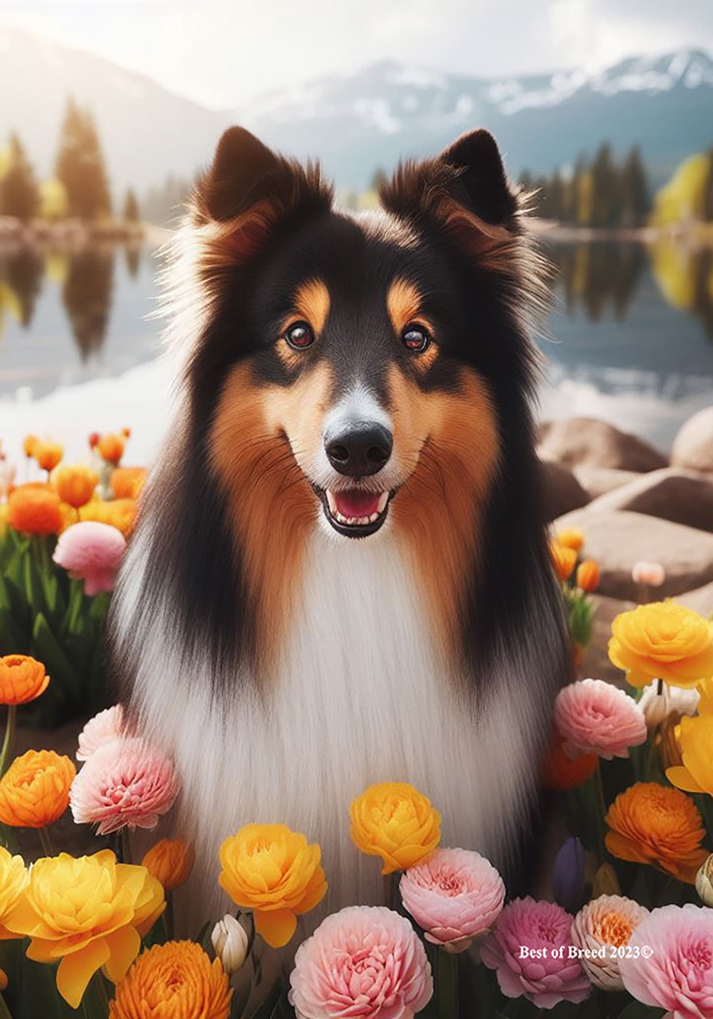 Collie Tri - Best of Breed DCR Spring House Flag - Walmart.com