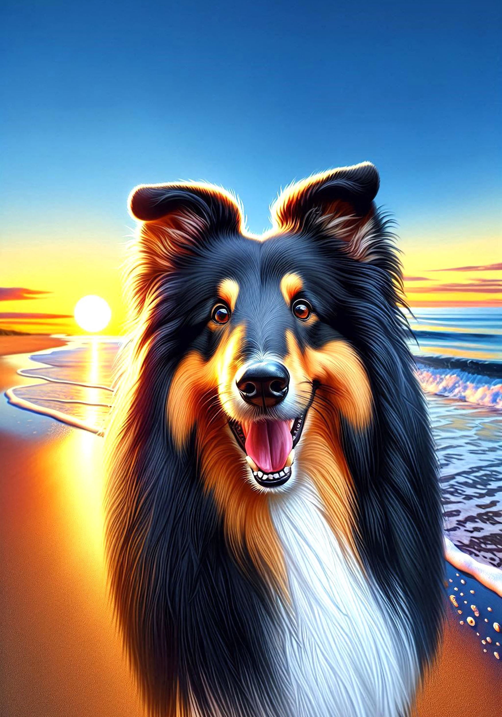 Collie Tri - Best of Breed DCR Summer Sunset Outdoor Garden Flag 12" x ...