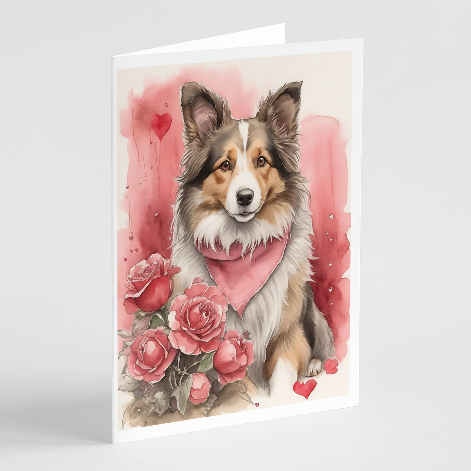 Collie Valentine Roses Greeting Cards Pack of 8 7 in x 5 in - Walmart.com