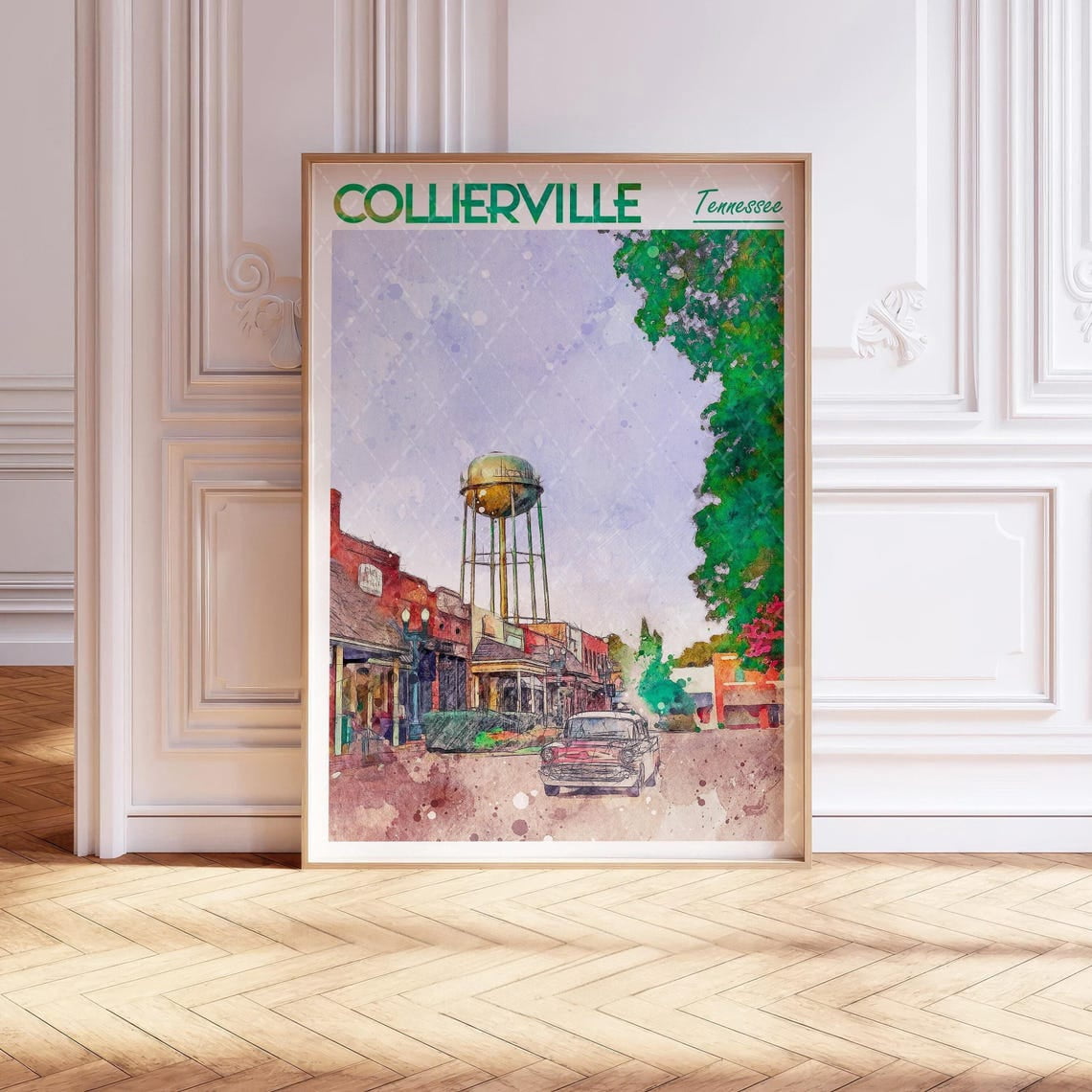 Collierville Tennessee Usa Pastel Travel Poster, Stretched Size 16x24 ...