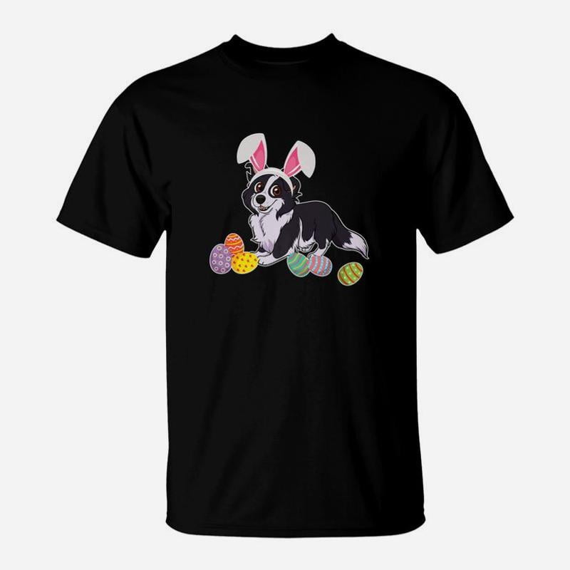 Collies Dog Bunny Rabbit Hat Playing Easter Eggs Happy TShirt - Walmart.com