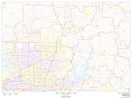 Collin County, Texas Zip Codes - 48" x 36" Laminated Wall Map - Walmart.com