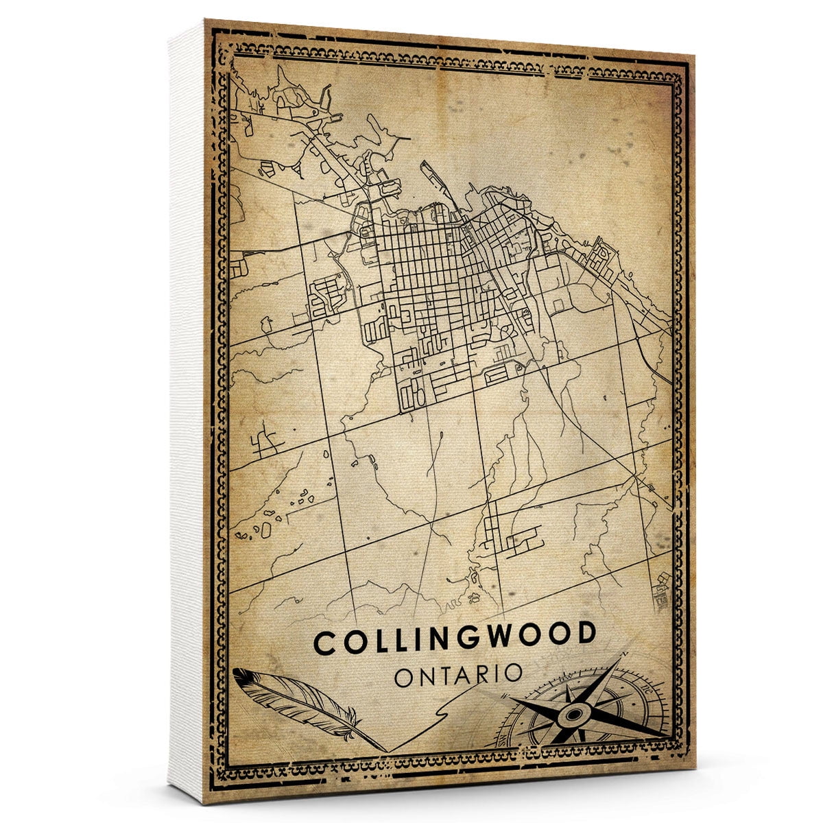 Collingwood Vintage Map Prints Canvas, Ontario Map Art Canvas, Canvas ...