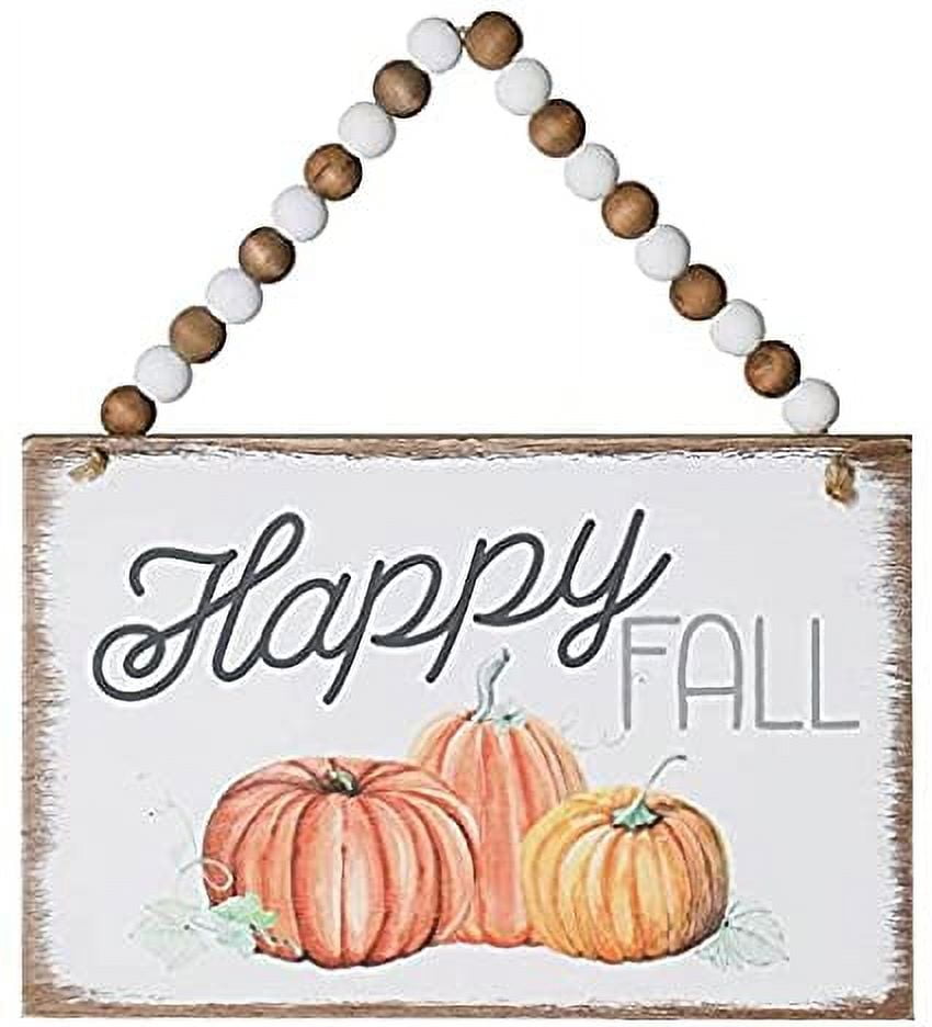 Collins 9" Wooden Happy Fall Hanging Bead Sign (White & Orange ...
