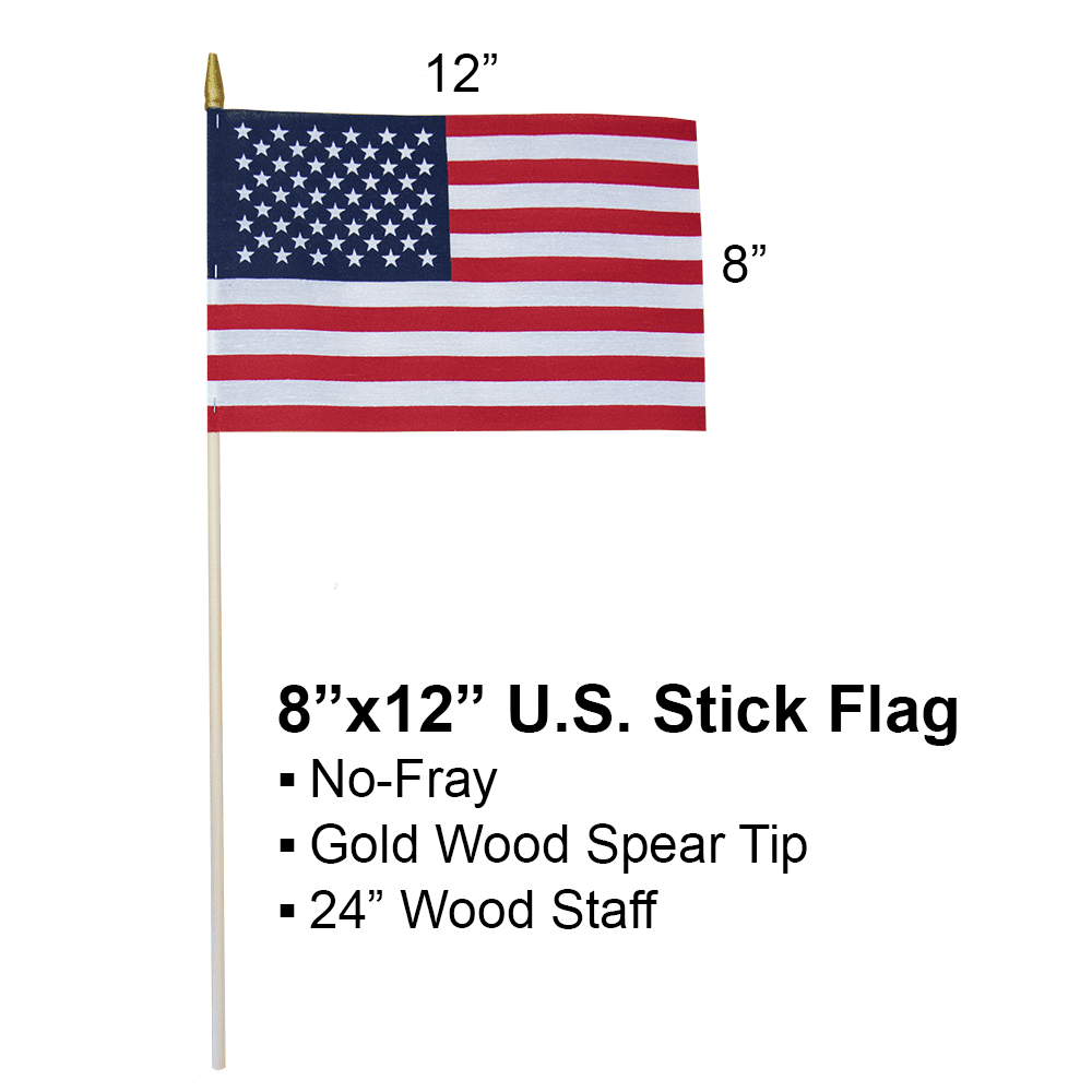 Collins Flags - American Stick Flag 8" x 12" - 1 Dozen (12) - Walmart.com