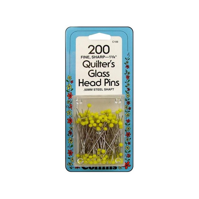 Collins Glass Head Pins 1 3/8" Yellow Head 200pc - Walmart.com