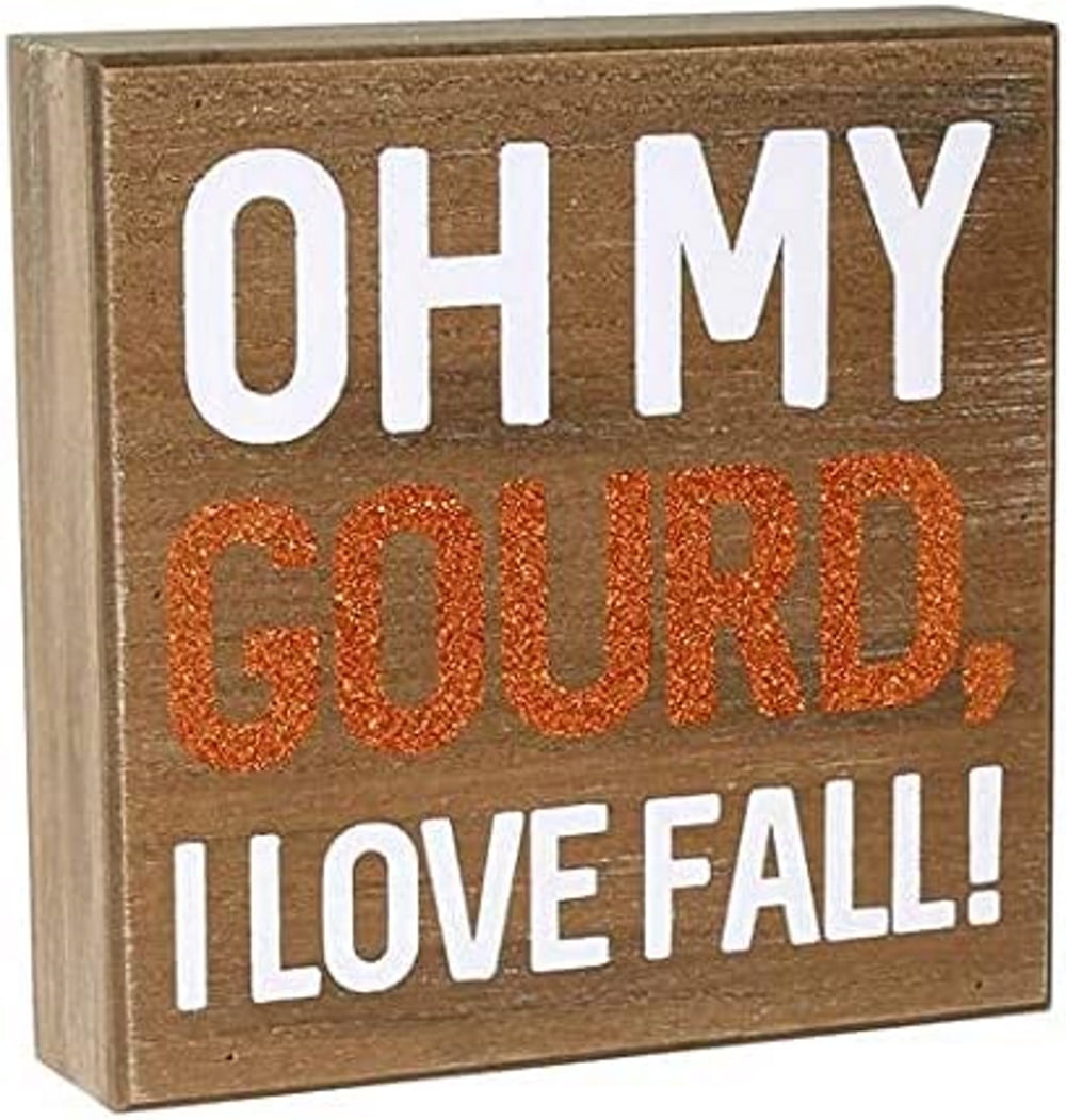 Collins Decorative 'Oh My Gourd' Fall Box Sign - Small Woodgrain Decor ...
