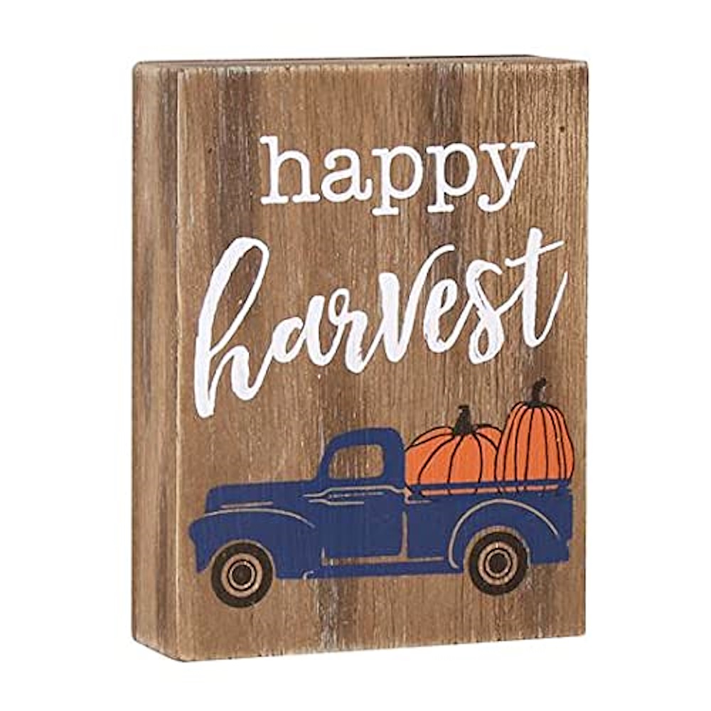 Collins Painting 'Happy Harvest' Mini Wood Block Sign - Small Wooden ...