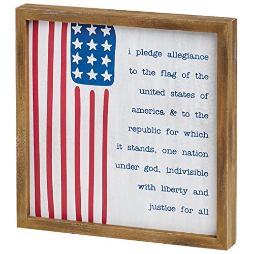 Collins Painting Pledge of Allegiance USA American Flag Wood Sign 12 ...