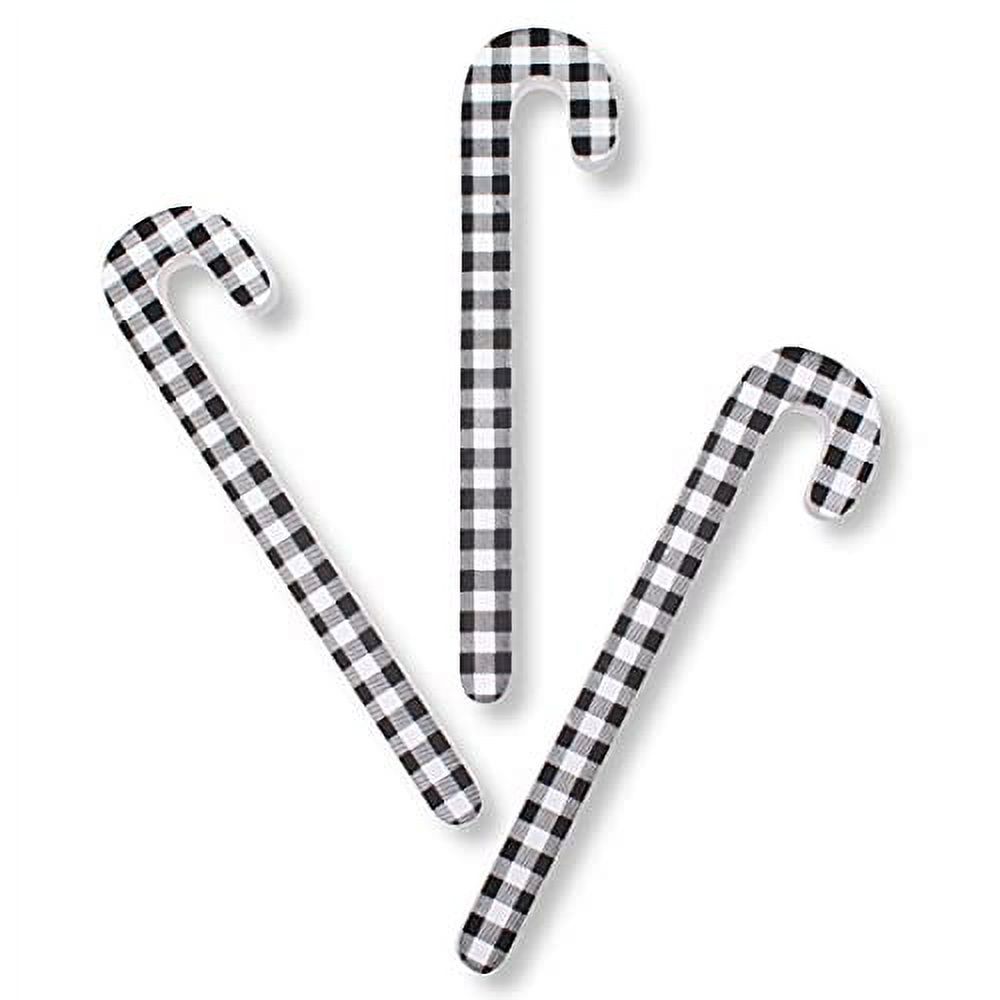 Collins Painting Wood Candy Canes - Black and White Buffalo Check Print ...