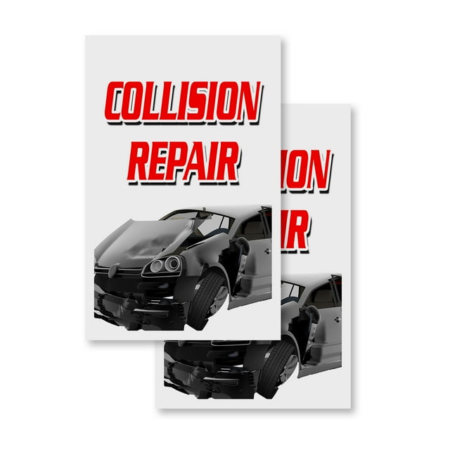 Collision Repair (2-PACK) 24" x 36" Vinyl Decals | Sign Insert Peel ...