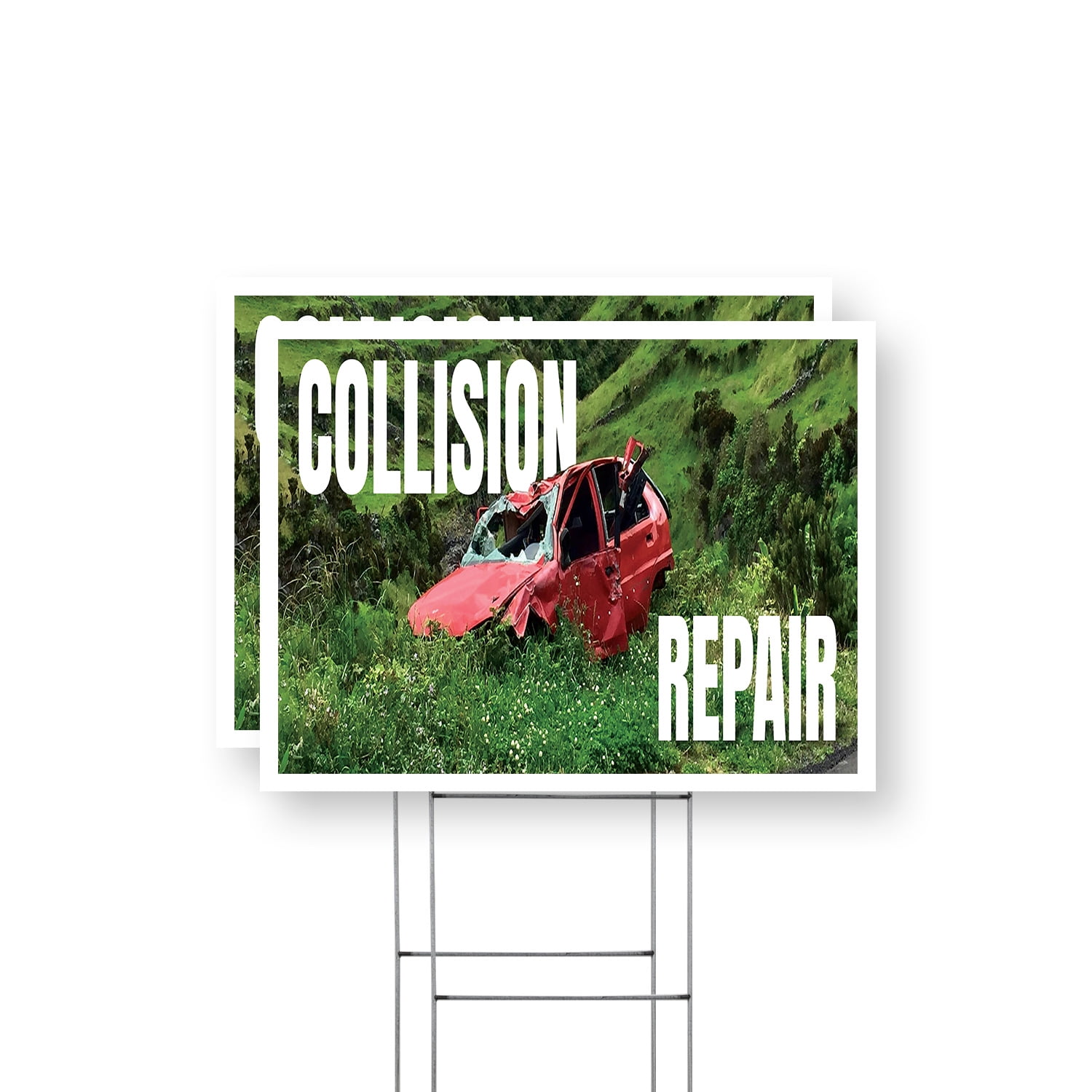 Collision Repair Yard Sign 2 Pack of 12 Inch x 16 Inch Double Sided ...