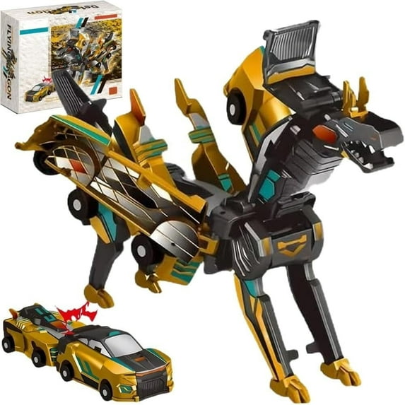 Collision Transforming Dinosaur Car Toy, 2 in 1 Magnetic Transforming ...