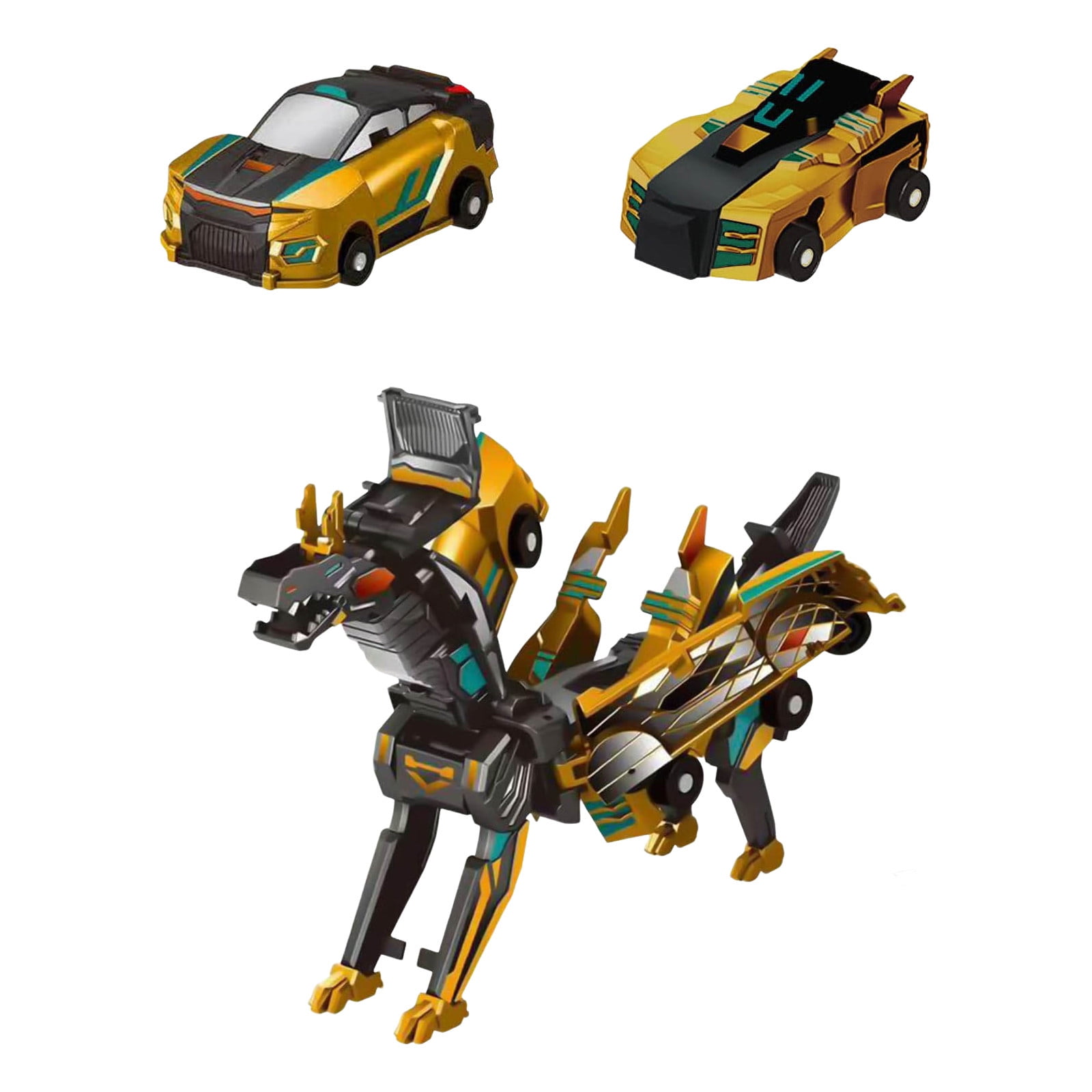 Collision Transforming Dinosaur Car Toy, 2 Magnetic Cars Transform into ...
