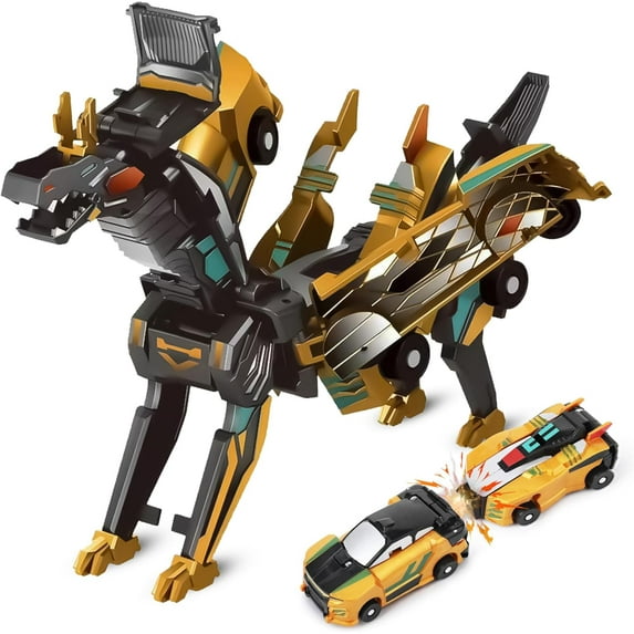 Collision Transforming Dinosaur Car Toy,2 Magnetic Cars Transform Into ...