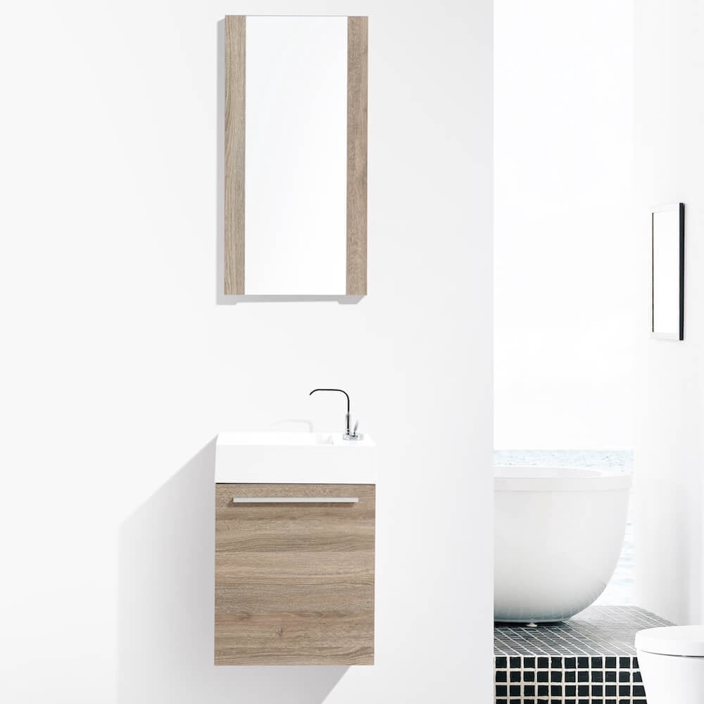 Colmar 18" Floating Vanity with Sink & Mirror - Cart Oak - Walmart.com