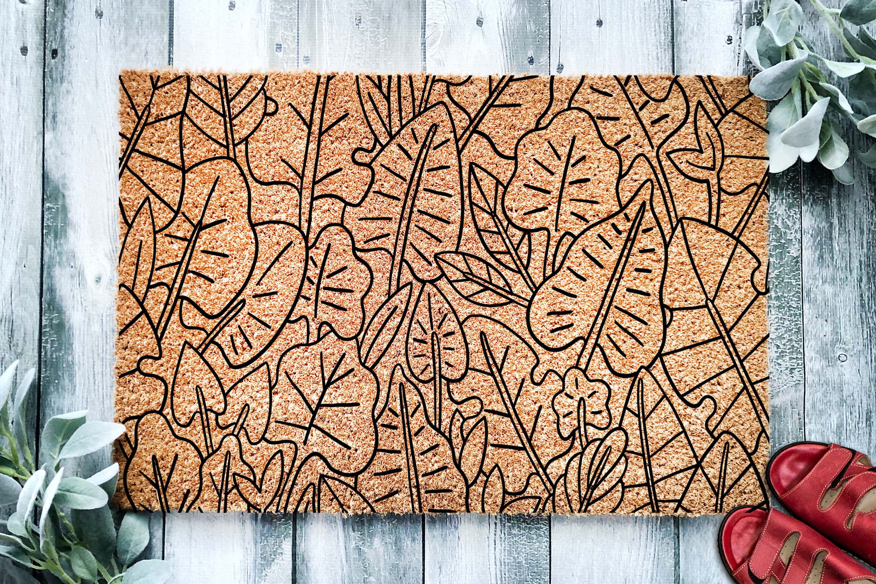 Colocasia Tropical Plant Leaf Pattern Door Mat | Elephant Ear Leaf ...