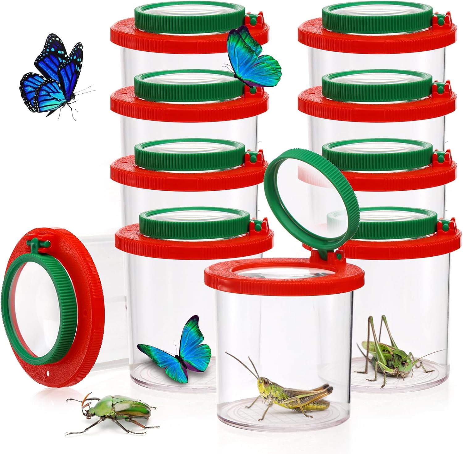 Coloch Set of 10 Insert Bug Viewer for Kids, Magnifying Insect Box, Bug ...