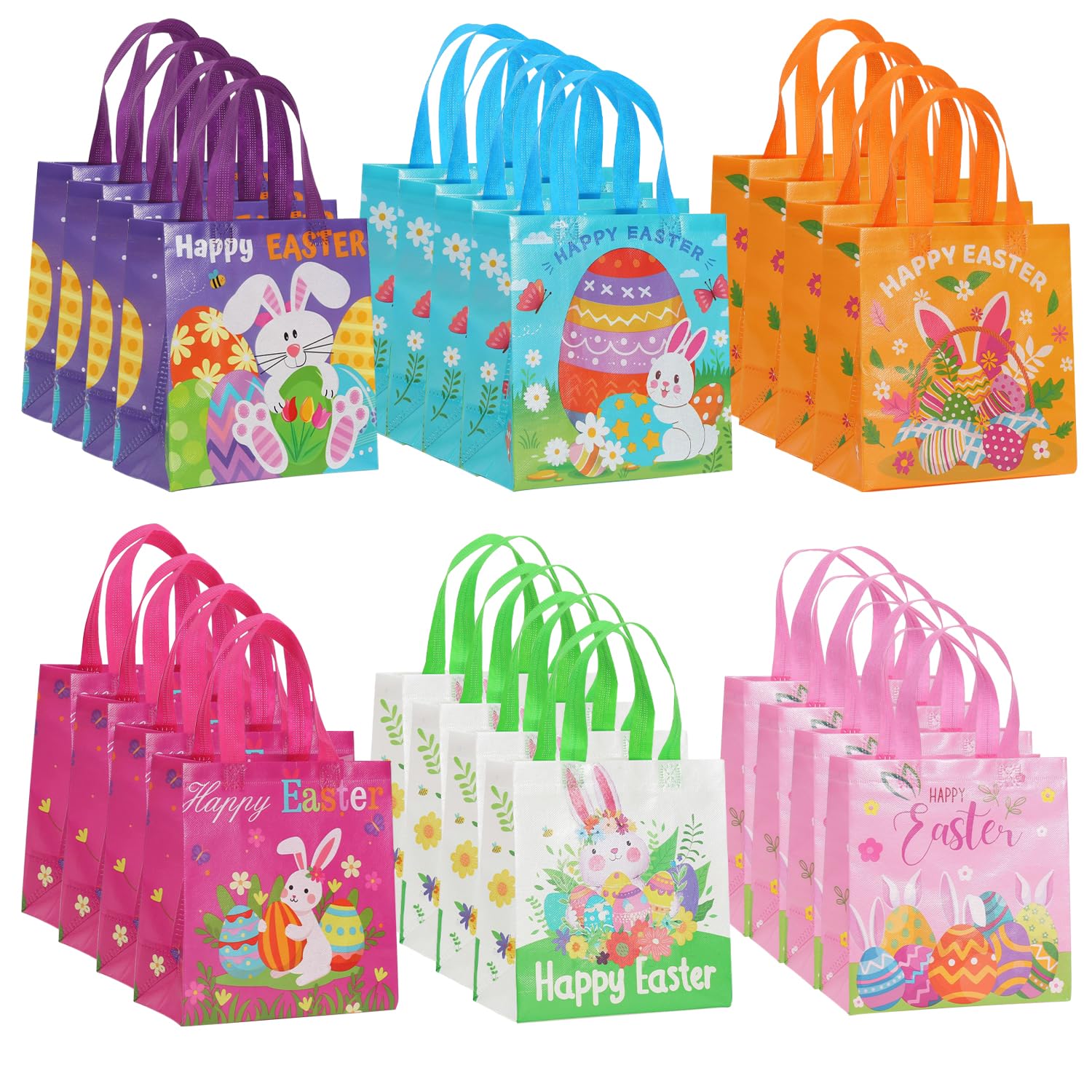 Colodeol 24 Pcs Reusable SSF20 Easter Tote Bags,Non-Woven Treat Goodie ...