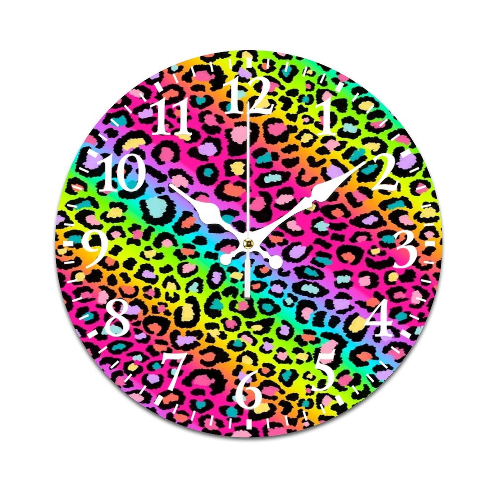 Colofrul Rainbow Leopard Wall Clock Modern Design Clocks Wall Hanging ...