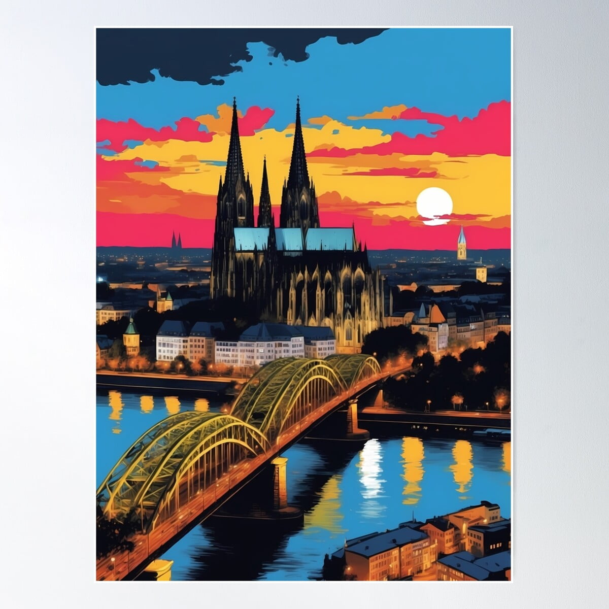 Cologne Cathedral, Cologne, Germany, Design In Pop Art Style Poster ...